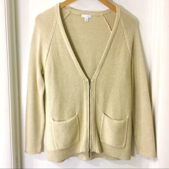 J. Jill | Sweaters | J Jill Sand Beige Zip Front Cardigan | Poshmark